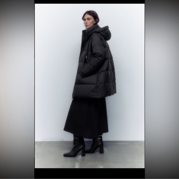 Zara | Jackets & Coats | Zara Black Down Oversized Puffer Jacket | Poshmark